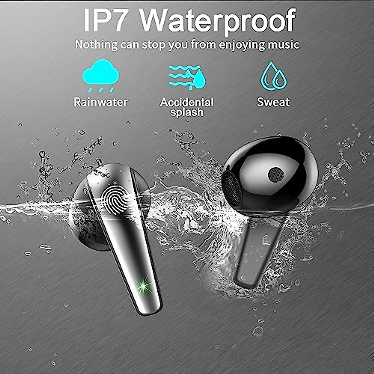 Wireless Earbud, Bluetooth 5.3 Headphones, Bluetooth Earbud Noise Cancelling, 40H Ear Buds with 4 ENC Mics, Earphones in-Ear Earbud LED Display IP7 Waterproof Stereo Mini Charging Case for Sports uaue