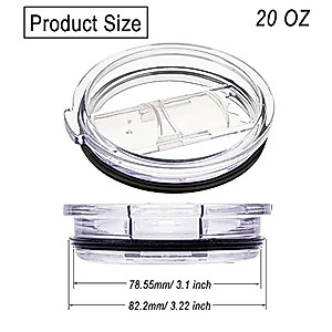 Tumbler Lid for 20 Oz Yeti Rambler and 10 Oz Lowball Tumblers Cups, Splash Proof and Straw Friendly (Lid Only)- 20 Ounce