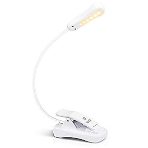 Vekkia 3000K Warm LED Rechargeable Book Light, Easy for Eyes, Clip on Reading Lights for Reading in Bed, Car & Travel, Lightweight Slim 2.1 oz. Perfect for Readers (Elegant White)