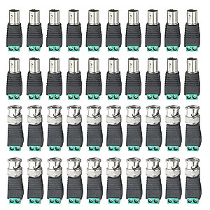 WMYCONGCONG 40 PCS 2.1x5.5mm Male Female DC Power Adapter Connector Camera Video BNC Male Female Balun Connector for Coax Cat5 CCTV
