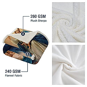 Bedmust Blue Virgin Angel Throw Blanket Virgin Maria Authentic Catholic Blankets Mother Blanket Blankets Queen Size (90x90 inches)