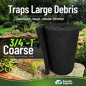 Aquatic Experts Classic Koi Pond Filter Pad COARSE – Black Bulk Roll Pond Filter Media, Rigid Ultra-Durable Latex Coated Fish Pond Filter Material US, (3/4" - 1" x 12" x 72")