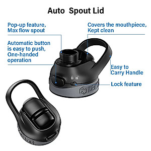 ICEWATER-40 oz, Insulated Water Bottle With Spout Lid and Carry Handle, Leakproof Lockable Lid, One-hand Operation, Double Walled Vacuum Stainless Steel BPA-Free (40 oz, Pink)