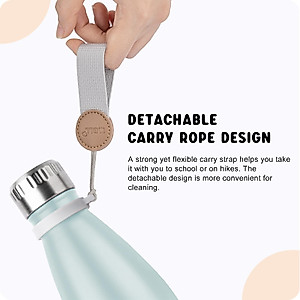 Mollcity 9 oz Water Bottle for Kids-Small Stainless Steel Water Bottle for School Vacuum Insulated Metal Leak Proof Cola Shape Water Bottle for Boys Girls(Baby Blue)