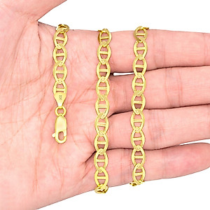 Nuragold 10k Yellow Gold Solid 6mm Anchor Mariner Link Chain Womens Bracelet, Mens Womens Jewelry 7" 7.5" 8" 8.5" 9"