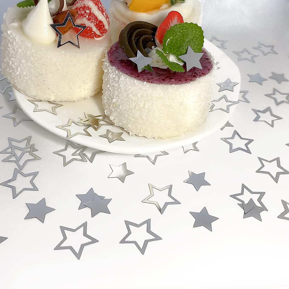 1100Pcs Merry Christmas Sliver Star Confetti, Birthday Baby Shower Wedding Christmas Party Decorations,Metallic Foil Glitter Table Confetti Sprinkles