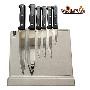 KnifeMaster Magnetic Knife Block | Multifunctional Knife Stand with Knife Sharpener | Detachable Cutting Board | Utensil Holder | Durable and Sturdy Magnetic Knife Holder