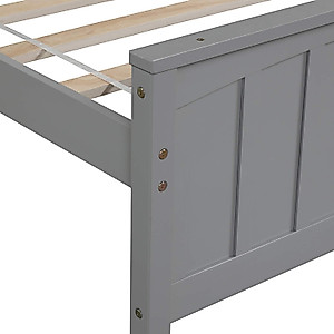 MERITLINE Twin Size Platform Bed, Wooden Twin Bed Frame, Gray