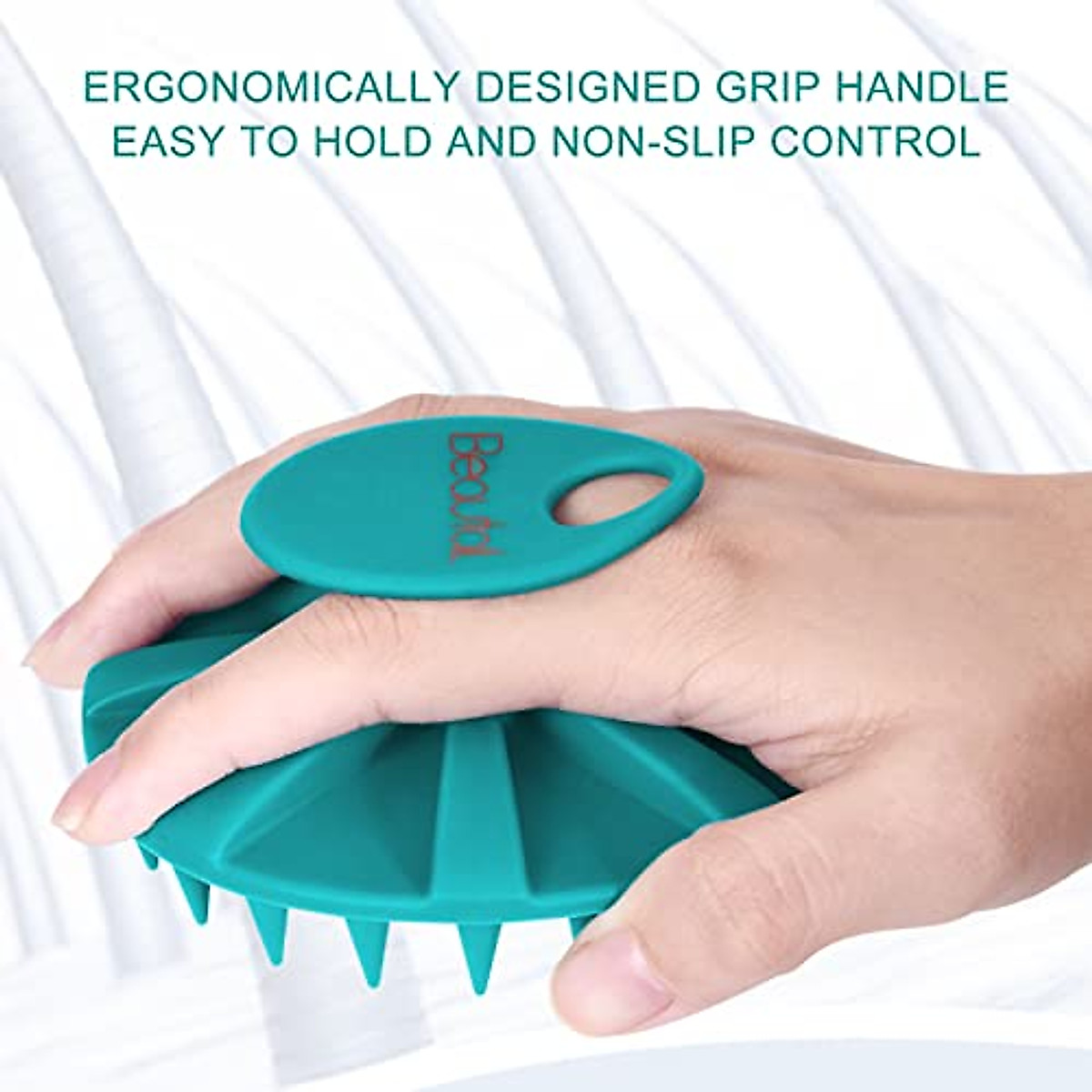 BEAUTAIL Hair Scalp Massager Shampoo Brush, Soft Silicone Head Care Scrubber and Exfoliator for Dandruff Removal and Hair Growth, Shower Washing Hair Scrub Brush Tool for Women Men Pet, 1 Pack, Blue