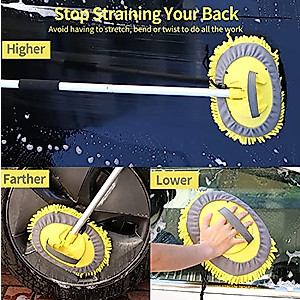 KeFanta 60" Brush with Long Handle Wash Mop Washing Mitt Sponge Squeegee Microfiber Towels Accessories Kit for floor Boat cleaning