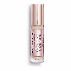 Makeup Revolution Conceal & Define Concealer, Full Coverage Makeup Concealer, Matte Finish & Long Wear, For Fair Skin Tones, Vegan, C1, 4ml