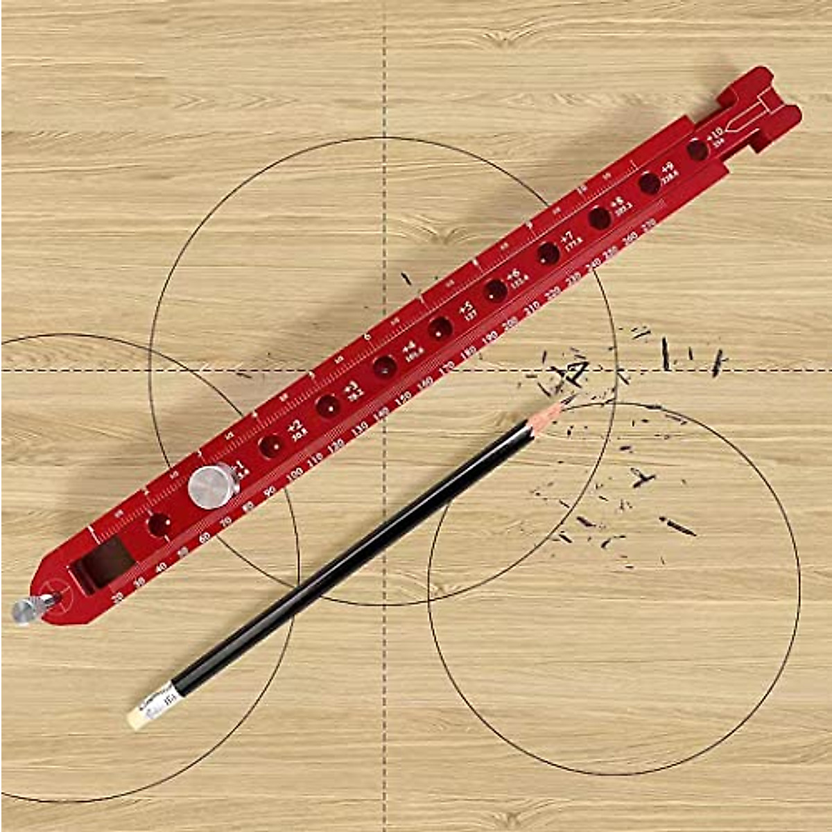 Woodworking Aluminum Alloy Circular Drawing Tool,Fixed-Point Marking Gauge Woodworking Compass Scribe,Metric/British,Adjustable Carpenter Arc Drawing Ruler