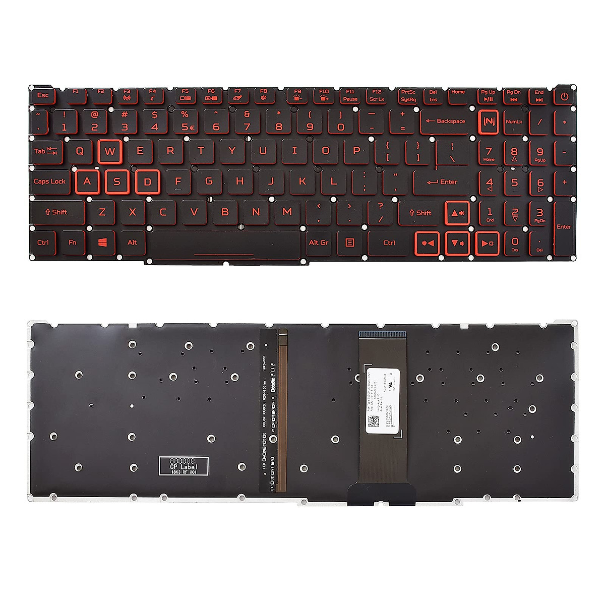 Replacement Keyboard with Backlit Compatible with Acer AN515-43 AN515-44 AN515-54 N18C3 AN517-51 AN517-52 AN517-54 AN715-51 AN715-52 Acer Predator PT315-51 PT315-52 PH315-52 PH315-53 PH317-53 PH317-54