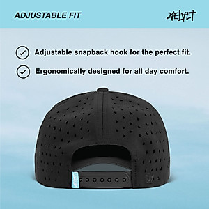 Hydro Hat, Waterproof Baseball Cap for A-Game Performance, 6-Panel Snapback for Gym, Boat, Golf, Workout, Running, Sweat Resistant, One Size, Unisex Black