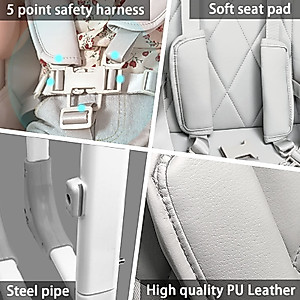 Babilous 4 in 1 Baby High Chair Foldable Booster Seats, Portable and Compact Adjustable High Babychair for Babies and Toddlers - Multiple Heights and Positions (Grey)