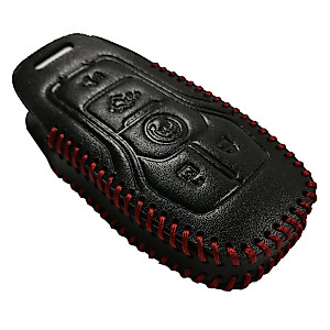 Coolbestda Leather Key Fob Cover Case Remote Keyless Entry Holder Skin Jacket for 2015 2016 2017 Ford Explorer Edge Mustang F-150 Fusion Lincoln MKZ MKC M3N-A2C31243300