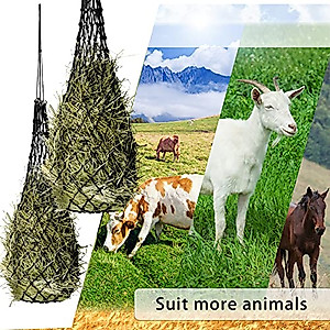 Woiworco 2 Packs Slow Feed Hay Net for Horses, 40 inch Length 2 x 2 inch Holes Goat Hay Feeder, Adjustable Nylon Hanging Hay Bags for Horse Goat Feed, Horses Stall and Trailer, Reduce Waste
