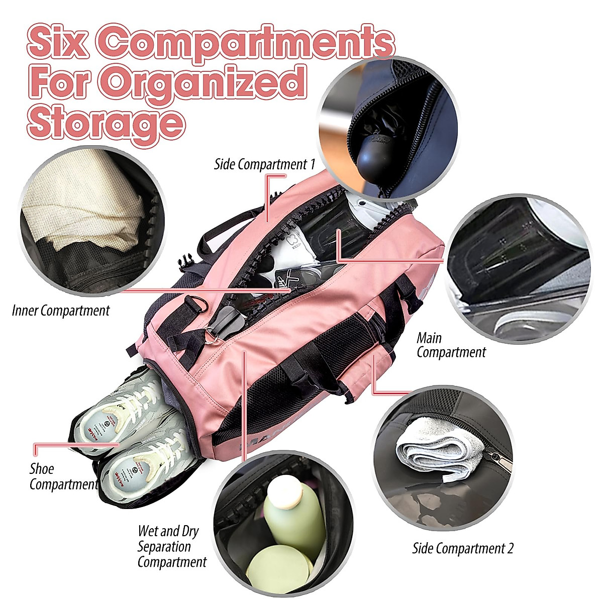 Gym Bag for Women and Men Duffle Bag for Men with Shoe Compartment, Women Sports Duffel Bags for Traveling with Wet Pocket, Gym Backpack for Men Workout Weekender