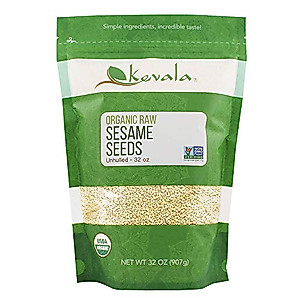 Kevala Organic Raw Sesame Seeds Unhulled, 2 Pound (White)