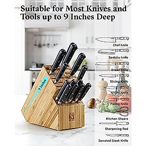 Cook N Home Bamboo Knife Storage Block without Knives, 20 Slots Universal Knife Holder Countertop Butcher Block Knife Stand for Easy Kitchen Storage