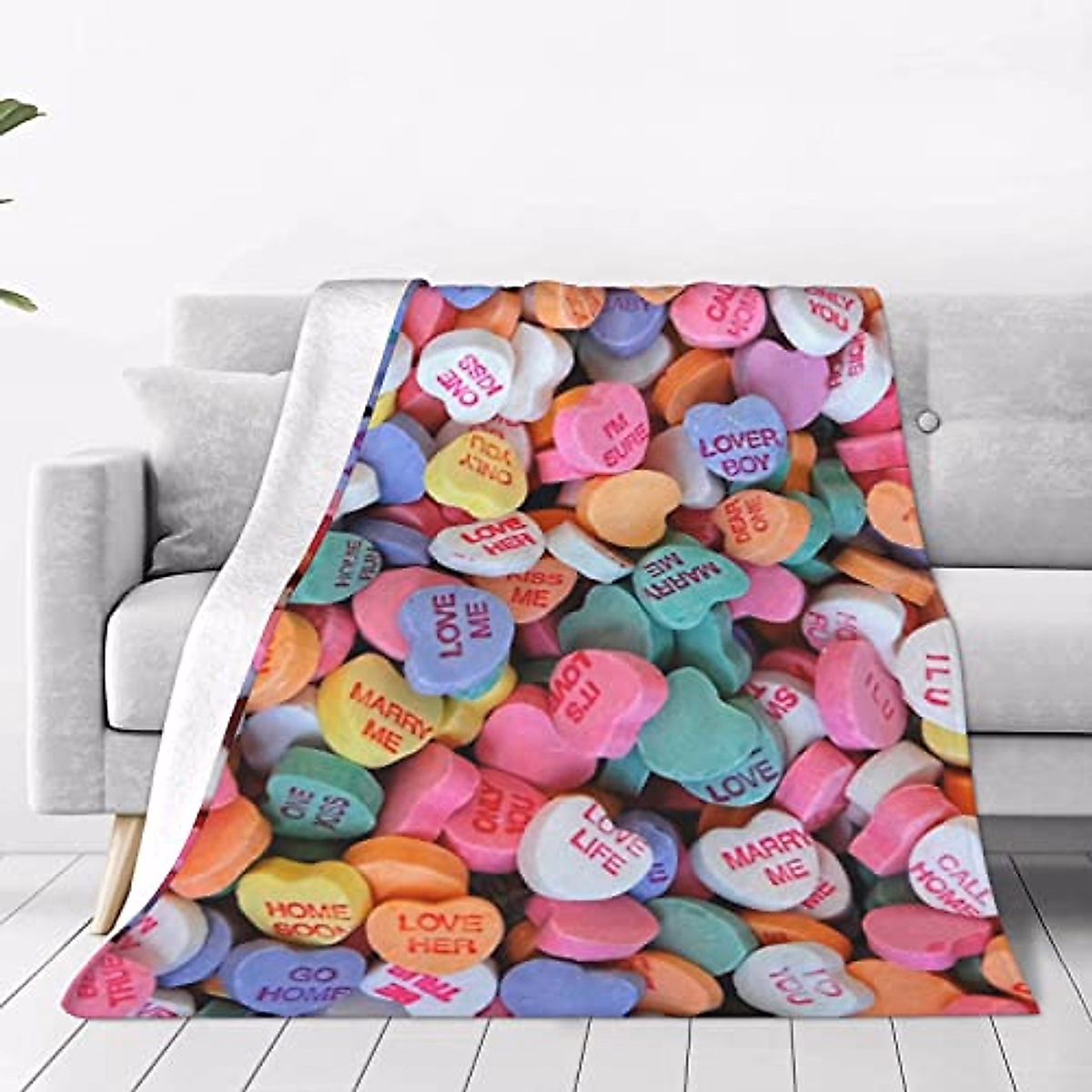Love Heart Blanket for Men Women Valentine's Day Gifts, Super Soft Lightweight Warm Flannel Fleece Throw Blanket for Couch Bedroom Living Room 50"x40"