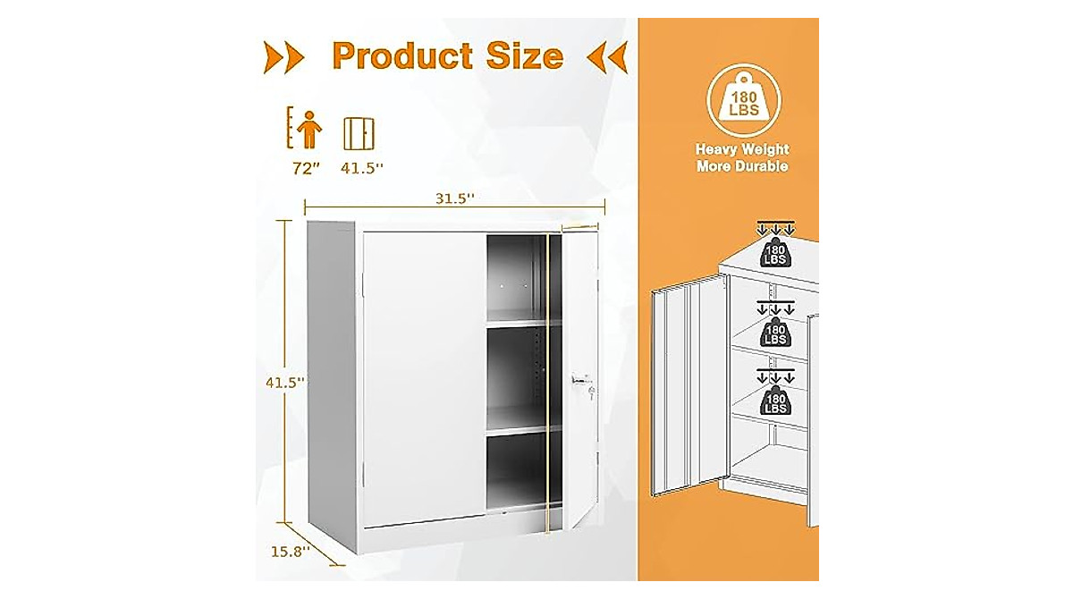 Pataku Lockable Metal Storage Cabinet for Office & Home - Secure Steel ...