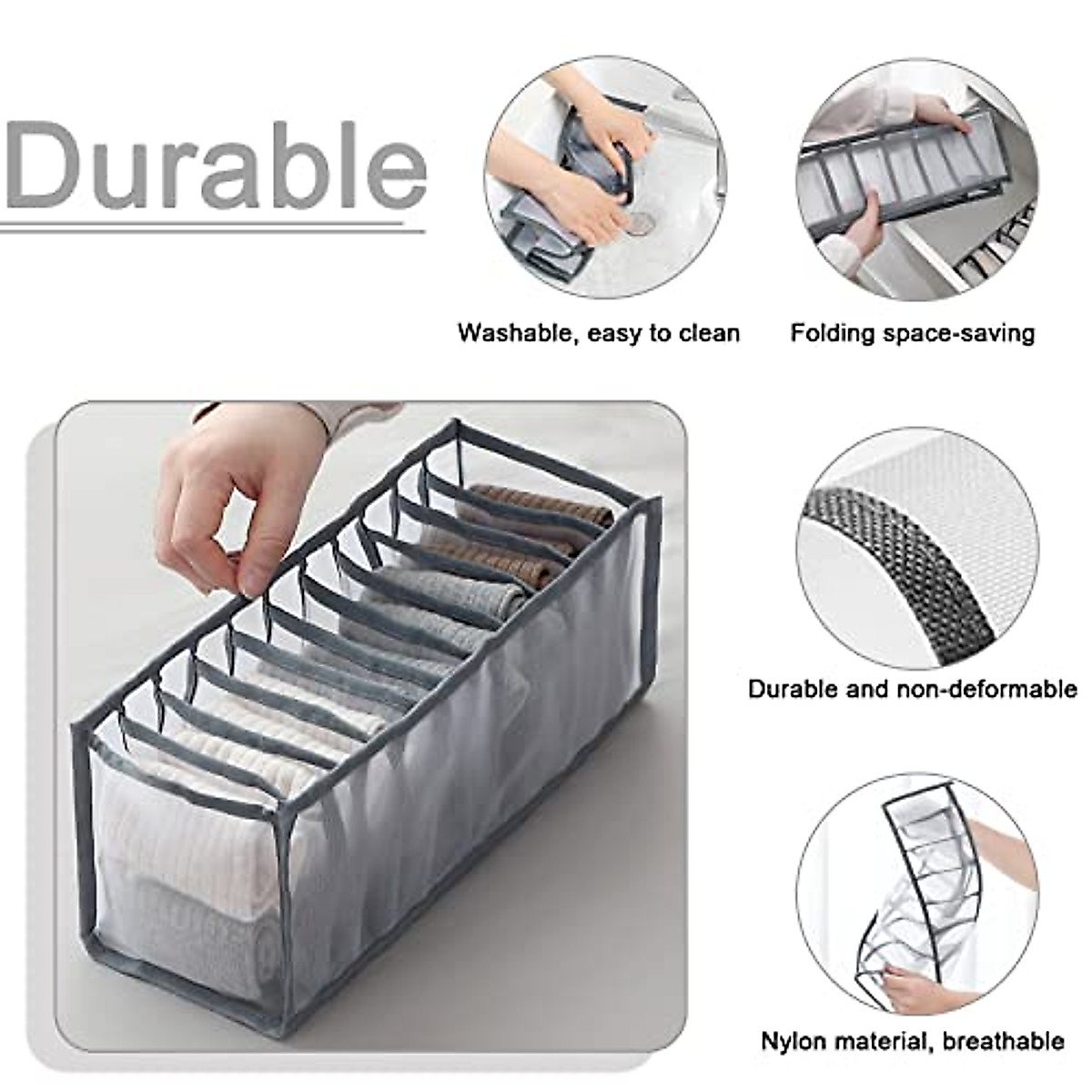 2 Pcs Wardrobe Clothes Organizer LACE INN Upgraded Drawer Wardrobe Closet Dresser Organizers for Clothing, Drawer Storage Organizer for Folding Jeans Bra Socks Underwear