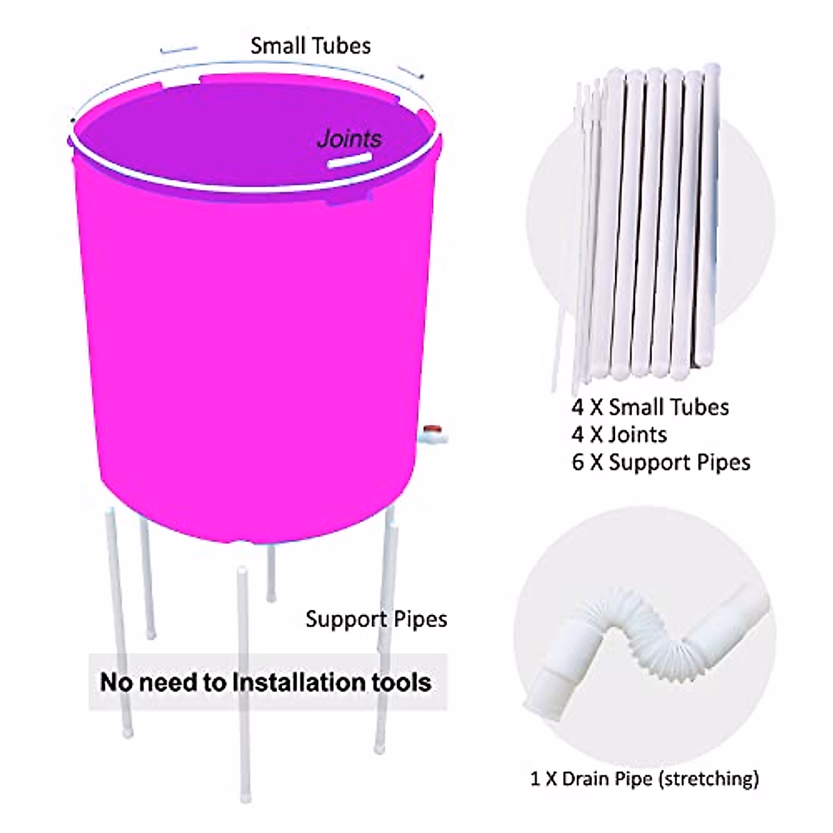 Portable Plastic Bathtub, Folding Spa BathTub for Adults,23"×25" Freestanding Soaking Tub Non-Inflatable Ice Bath Tub, Thickened Thermal Foam to Keep Temperature (Purple Bathtub)