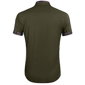 COOFANDY Men's Short Sleeve Dress Shirt Slim Fit Button Down Summer Shirt Army Green