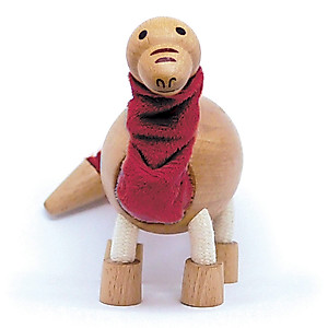 Anamalz Wooden Brontosaurus Dinosaur Toy for Toddlers, Fun and Posable for Early Learning, Smooth Natural Wood, Boys and Girls