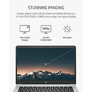 HP Chromebook 14 Laptop, Intel Celeron Processor, 4 GB RAM, 32 GB eMMC, 14” FHD (1920 x 1080) Chrome OS, Webcam & Dual Mics, Work, Entertainment, School, Long Battery Life (14a-na0160nr, 2021)