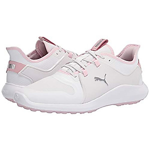 PUMA Women's Ignite Fasten8 Golf Shoe, White Silver-Pink Lady, 7.5