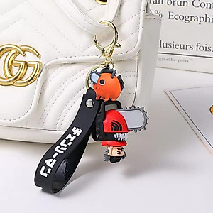 Wellcalmly Anime Chain-saw Men Pochita Keychains Chainsaw Pochita Cosplay Metal Keychains Accessory Gifts For Women Men (black)