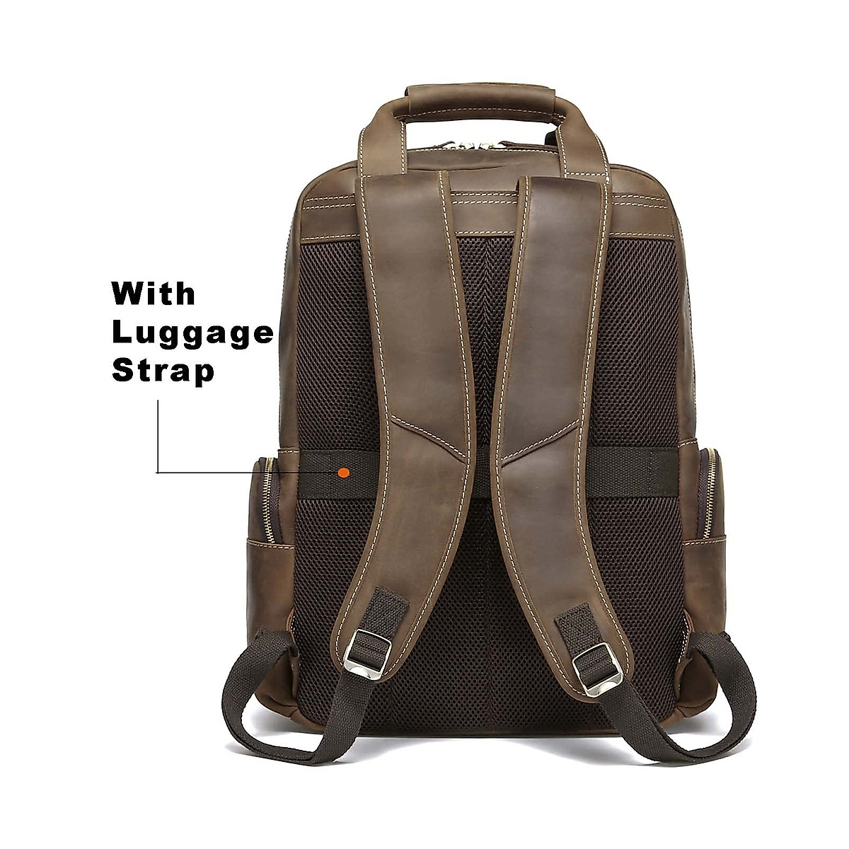 Taertii Vintage Full Grain Genuine Leather Backpack For Men 18'' Laptop Bag Large Capacity Business Weekender Travel Hiking Shoulder Daypacks Rucksack - Brown