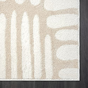 Abani Nuevo Collection Area Rug - Neutral Beige/Cream Abstract Design - 6'x9' - Easy to Clean - Durable for Kids & Pets - Non-Shedding - Medium Pile - Soft Feel - for Living Room, Bedroom & Office