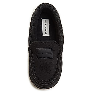 Lucky Brand Boy's Micro-Suede Moccasin Loafer Slippers with Plaid Lining