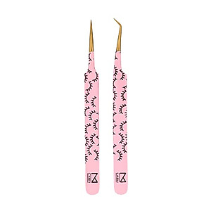 M LASH Eyelash Extension Tweezers (Set of 2) - Professional & Precision Lash Tweezers for Eyelash Extensions - Volume & Straight Tweezer for Stunning Results (PL)