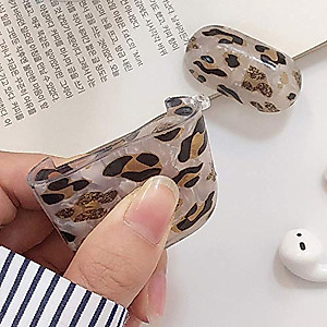 2019 Newest AirPods Case,J.west Luxury Sparkle Bling Leopard Print Cheetah Pattern Translucent Soft TPU Case Cover for Girls Women Shockproof Cover Accessories Kit for AirPods 1st/2nd Charging Case