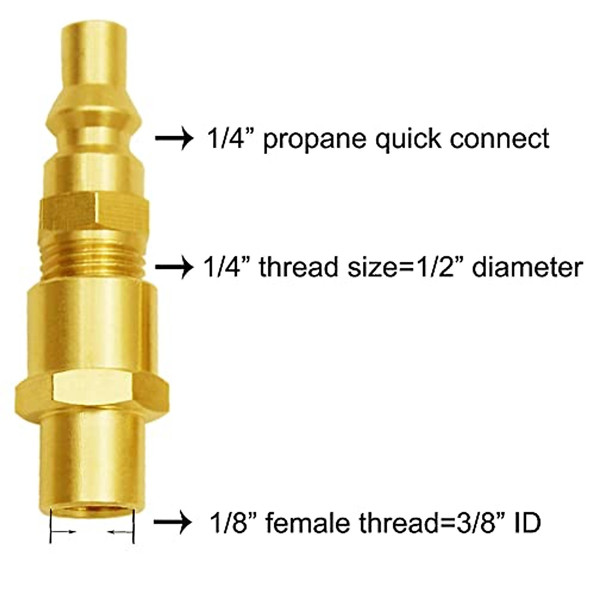 Joywayus Brass 1/8" NPT Female x 1/4" Propane Quick Connect Disconnect Conversion Plug Kit & 1/8" NPT Female x 3/8" Flare Male Adapter Fitting