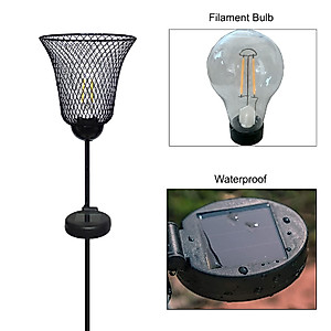 Solar Bulb Garden Light Stake - Metal Solar Bulb Stake with Warm White Edison Bulb Garden Art Lamp for Outdoor, Pathway, Yard, Lawn,Housewarming Gift