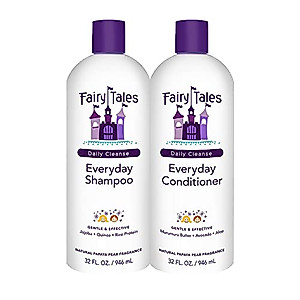 Fairy Tales Daily Cleanse Everyday Kids Shampoo + Conditioner set - Gentle Natural Defining Shampoo and Conditioner, Tangle Free, Moisturizing and Hydrating Formula, Paraben Free - 32 oz Shampoo and 32 oz Conditioner