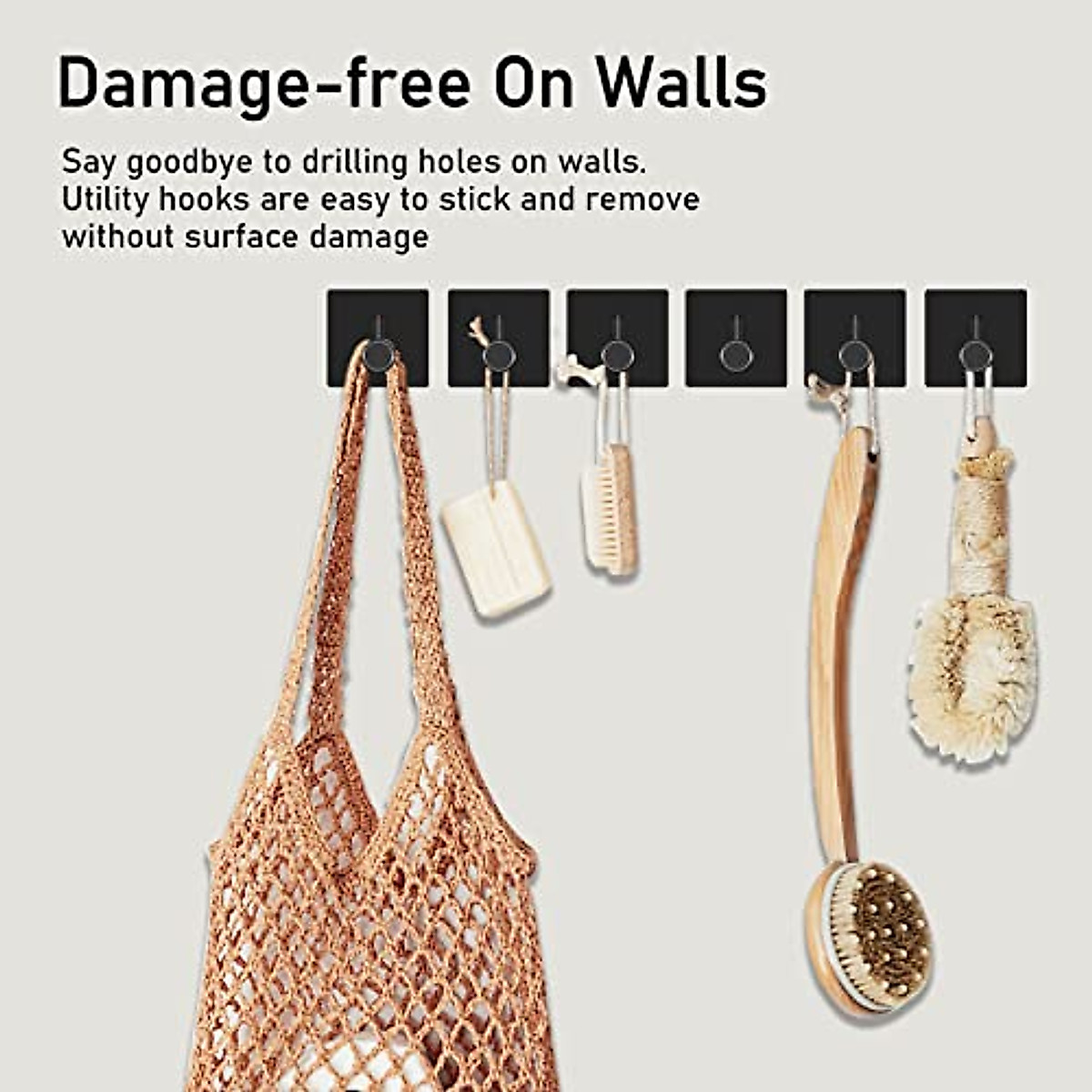 JIQGOZBAN Upgraded Adhesive Hooks Heavy Duty 6 Packs, Thickened Wall Hooks Stainless Steel SUS304 Towel Hooks, Heavy Duty Hooks Bathrooms Wall Mount for Hanging Coat, Hat, Towel, Robe (Black)