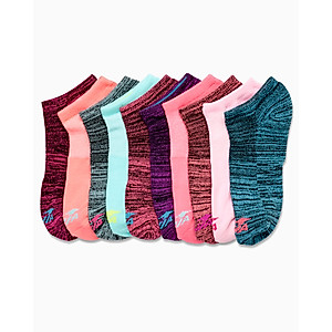 Avia Girls' Socks - 10 Pack Athletic Low Cut No Show Cushioned Liners, Size Medium, Turquoise Multi