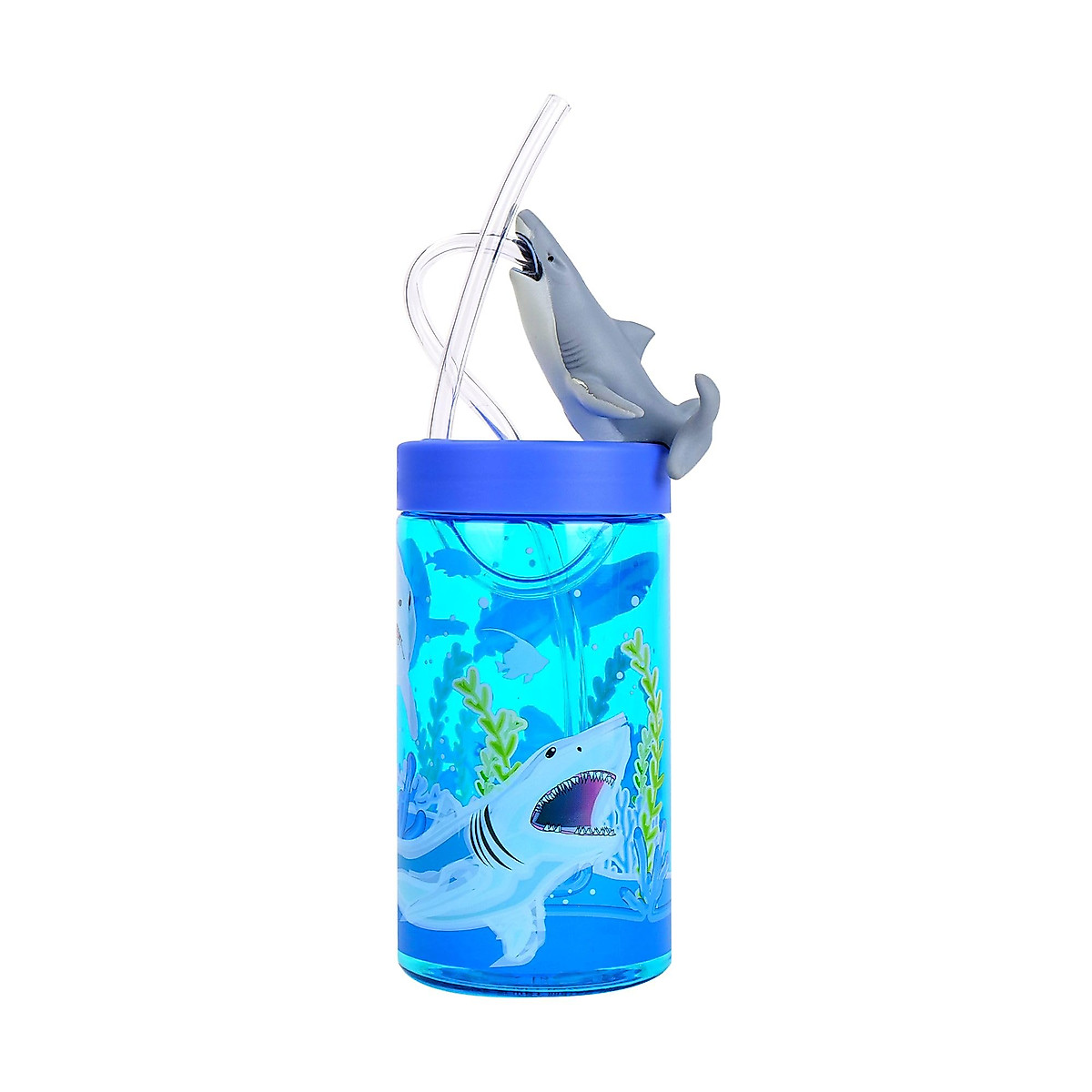 SIP WITH ME Sealife Shark Cup, Kids Water Bottle, Toddler Cups, Tumbler with Lid and Straw, Travel Sippy Cup for Water or Milk, Kids Cups with Lids for Toddlers 3 and Up, BPA Free Plastic, 12 oz