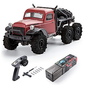 Fms 1:18 Atlas 6X6 Crawler RTR Waterproof Remote Control Car with LED Lights All Terrain Hobby Off Road RC Truck Electric Toy for Kids and Adults (Red)