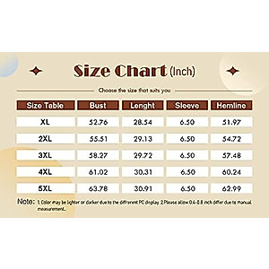 Fisoew Womens Plus Size T-Shirts Summer Oversized Half Sleeve Crew Neck Tunic Tops Tees Khaki