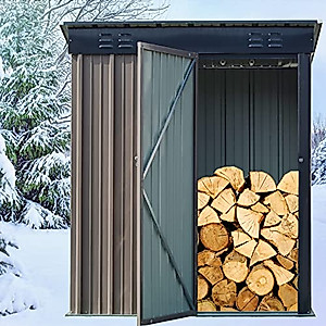 5 x 3 Ft Outdoor Storage Shed with 2 Vents,Galvanized Steel Tool Storage Shed Garden Shed with Door & Lock,Bike Shed,Outdoor Storage Clearance for Backyard, Patio & Lawn