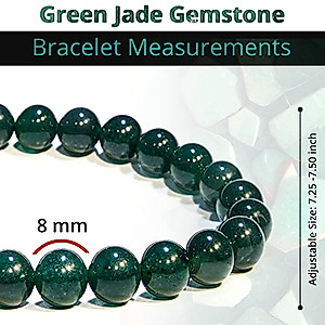 Natural Green Jade Bead Bracelet – Healing Crystal Bracelet for Women, Men, and Teens – 8mm Round Beaded Bracelets – Bring, Good Luck, Wealth, Prosperity – Unisex Stretch Gemstone Protection Bracelet
