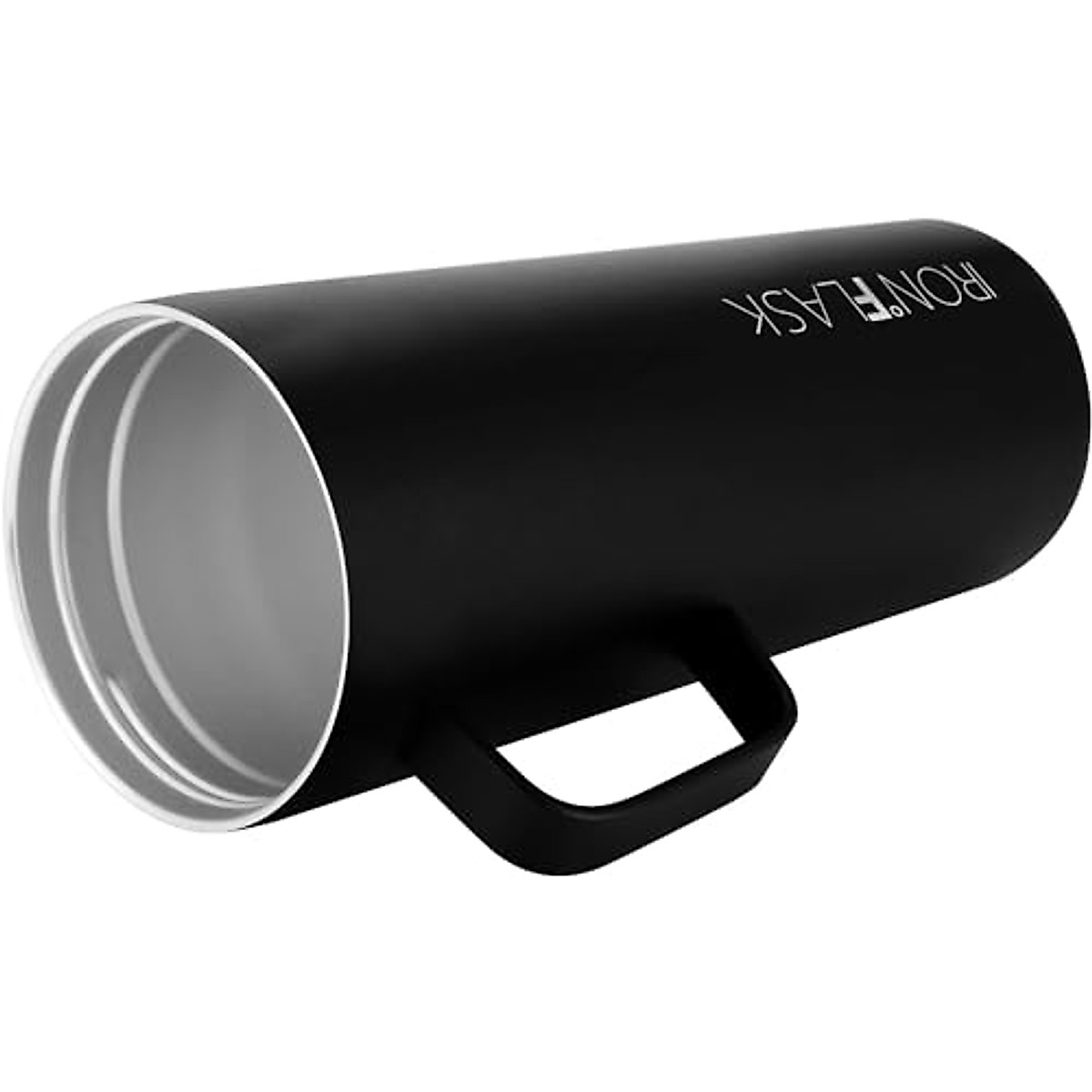 IRON °FLASK Grip Novelty Coffee Mug - Leak Proof, Vacuum Insulated Stainless Steel Bottle, Double Walled, Thermo Travel, Hot Cold, Water Metal Canteen - Midnight Black, 24 Oz - Rubber Bottom