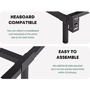 RLDVAY Full-Size Bed-Frame, 9 Inch Metal Bed-Frame-Full for Box Spring, Quick & Easy Assembly, Heavy Duty Full Bed Frame Noise Free, Black